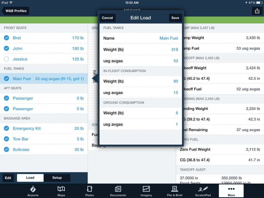 How to use the weight and balance features in ForeFlight - iPad Pilot News