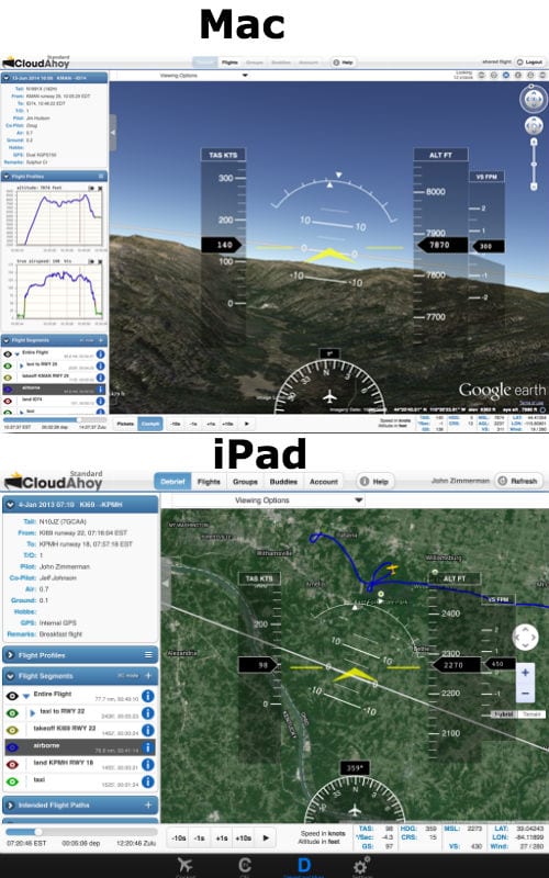 CloudAhoy adds glass cockpit view, new Google export - iPad Pilot News