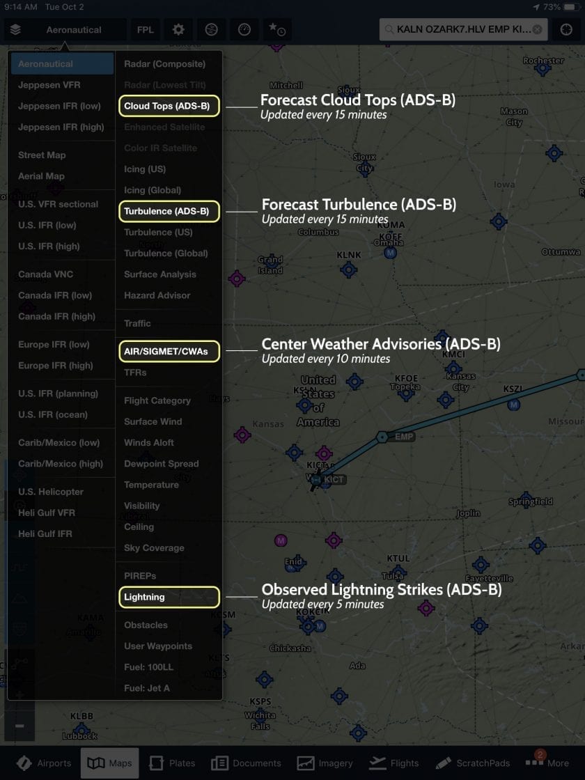 ForeFlight debuts new ADS-B weather products in version 10.4 - iPad ...