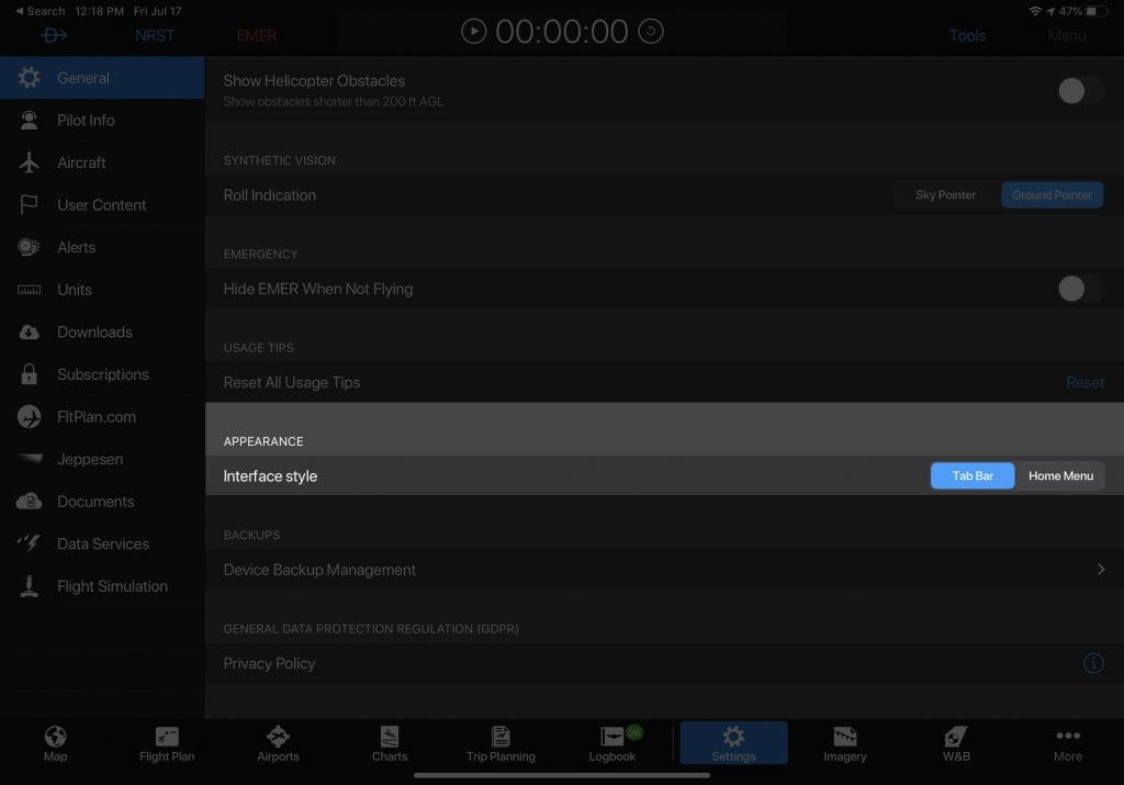 Garmin Pilot adds tab bar interface and new features : iPad Pilot News