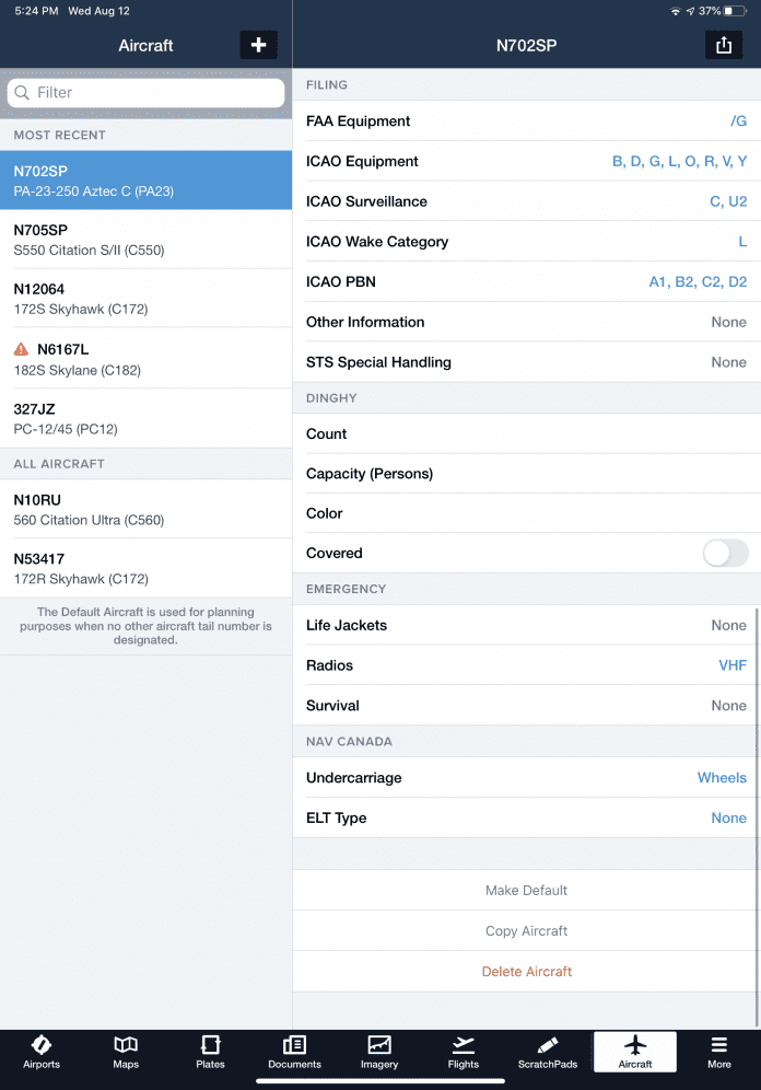 How to set up aircraft equipment codes in aviation apps to file VFR/IFR ...