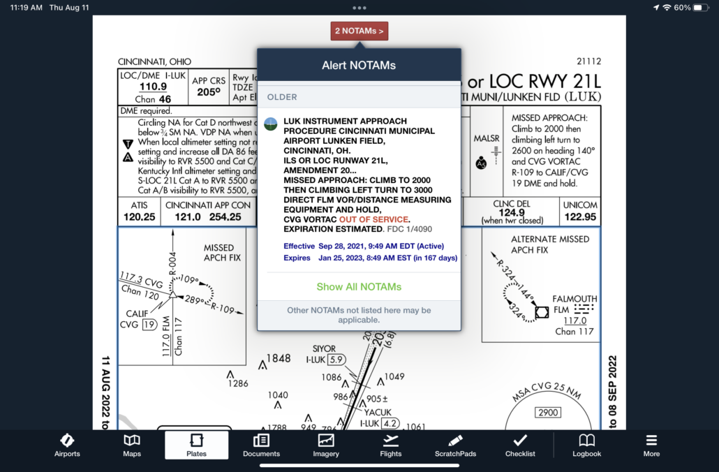 How to find NOTAMs in ForeFlight and Garmin Pilot - iPad Pilot News