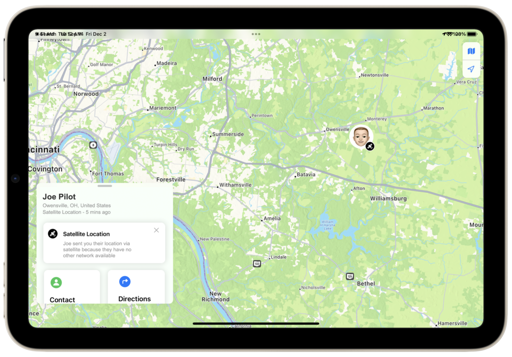 How to share your location from an iPhone via satellite : iPad Pilot News