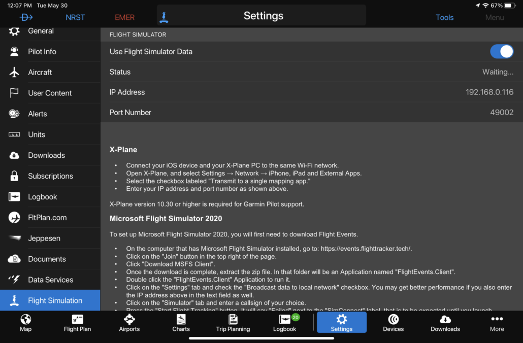 Tips for using aviation apps with home flight simulators - iPad Pilot News