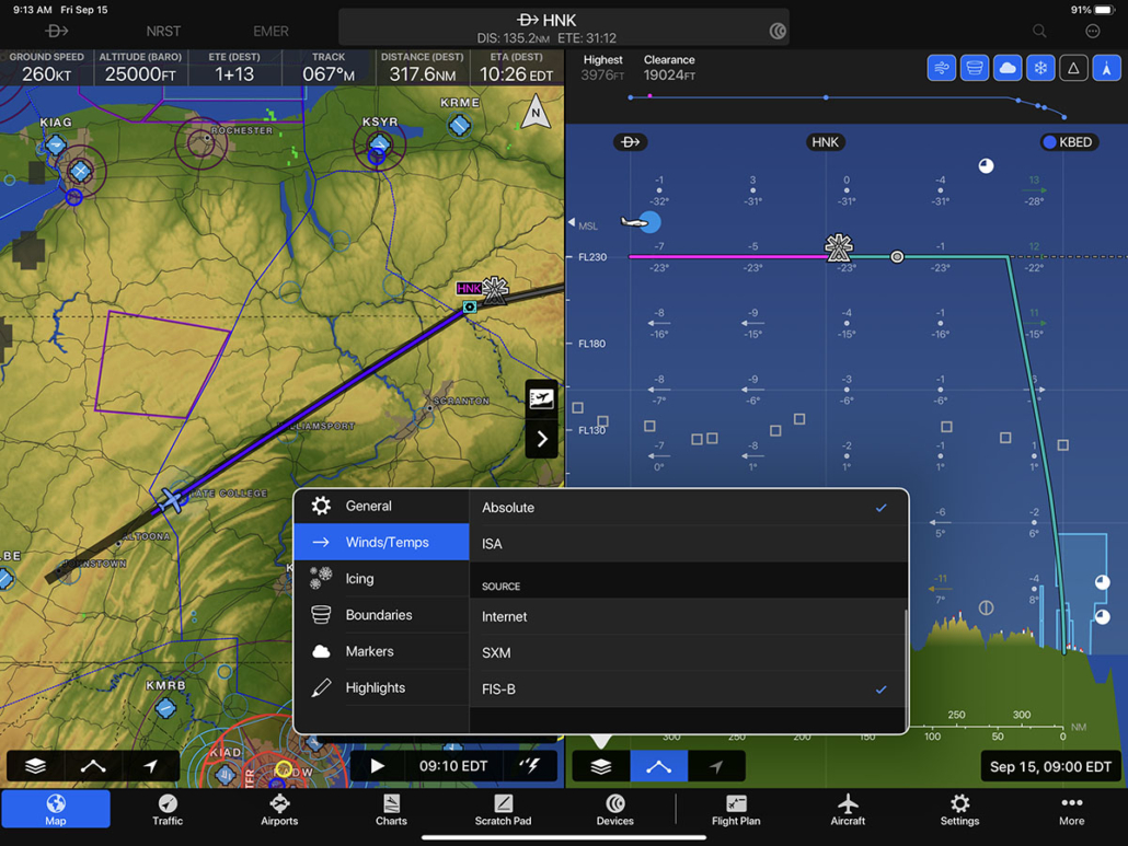 Weather planning with Garmin Pilot: widgets and flight profile - iPad ...