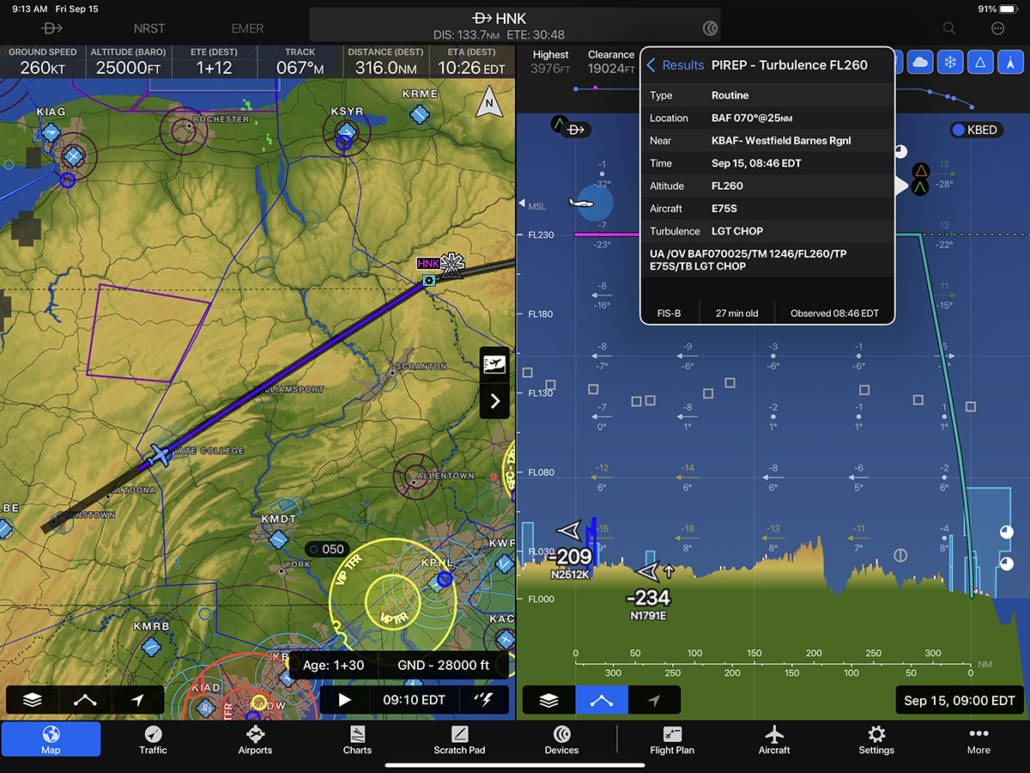 Weather planning with Garmin Pilot: widgets and flight profile - iPad ...