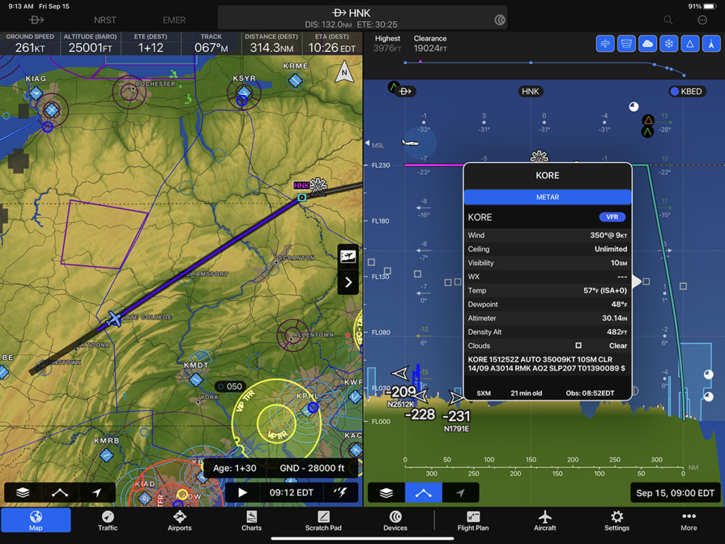 Weather planning with Garmin Pilot: widgets and flight profile : iPad ...
