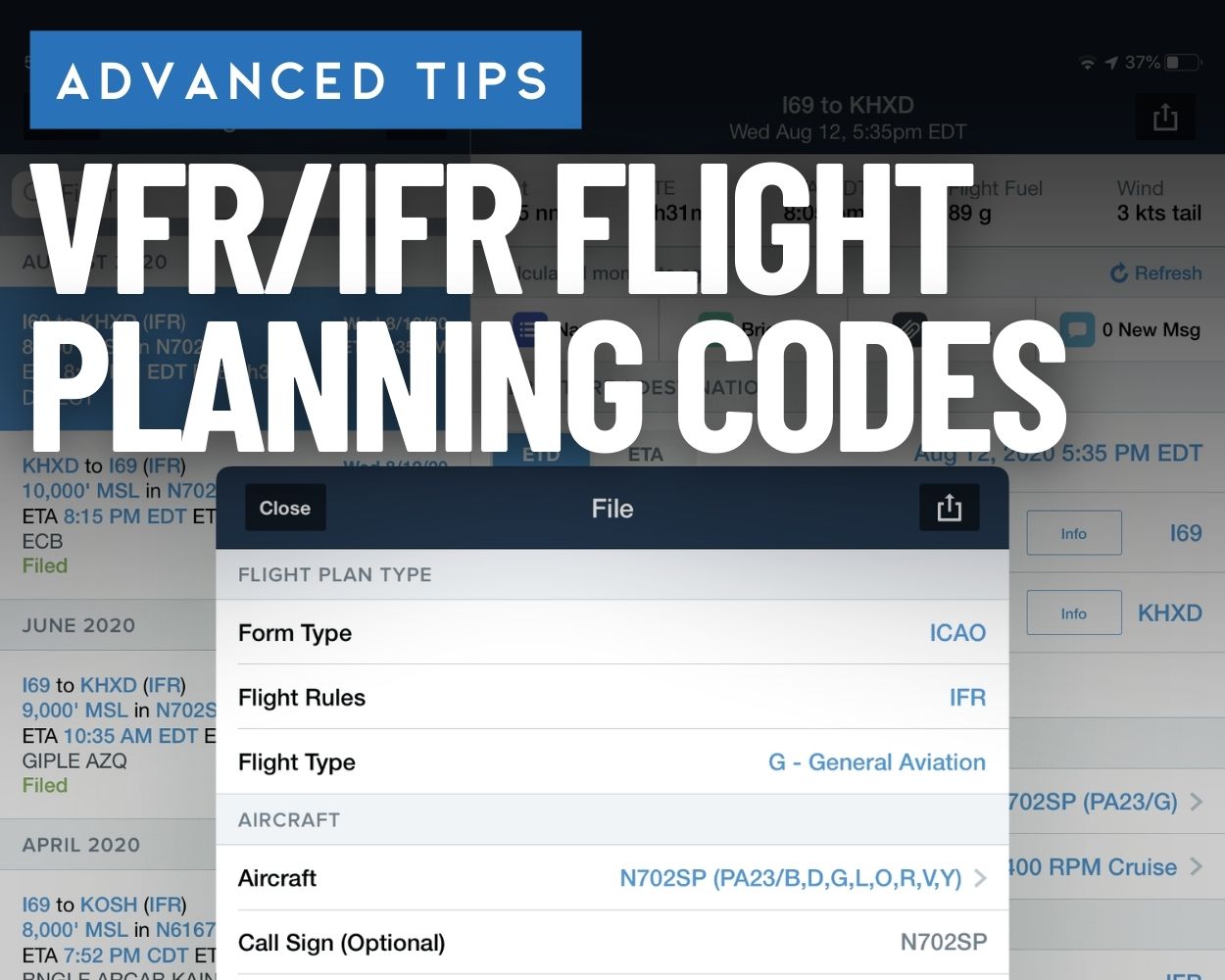 How to set up aircraft equipment codes in aviation apps to file VFR/IFR ...