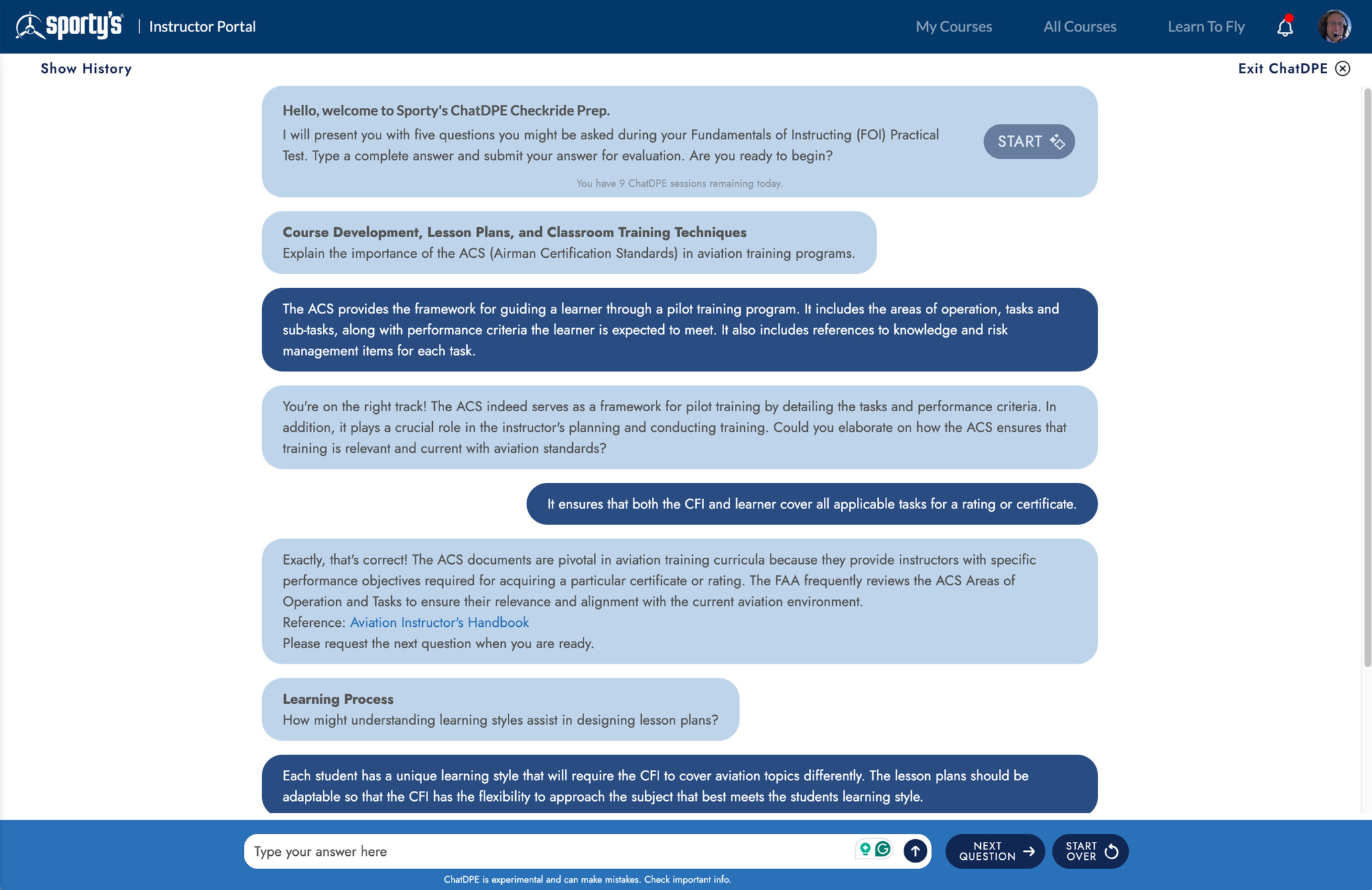 New CFI Test Prep Course Now Available in Sporty’s Pilot Training App ...